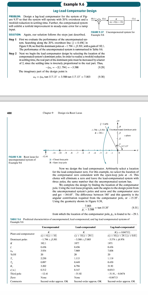Solved Example 9.6 Lag-Lead Compensator Design PROBLEM: | Chegg.com Solved Example 9.6 Lag-Lead Compensator Design PROBLEM: | Chegg.com