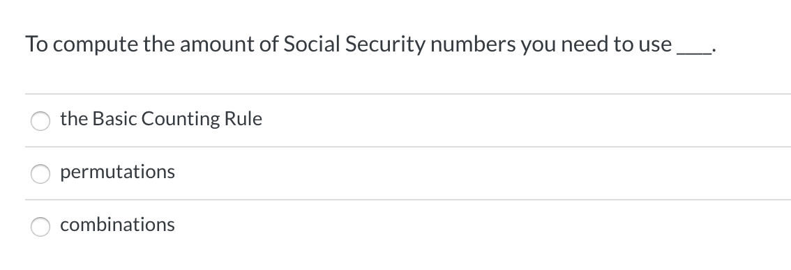 Solved To compute the amount of Social Security numbers you | Chegg.com