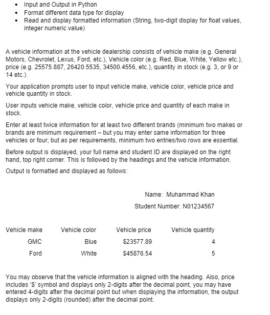 Solved Input And Output In Python Format Different Data 2993