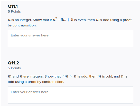 Solved Q11.1 5 Points n is an integer. Show that if n2-6n + | Chegg.com