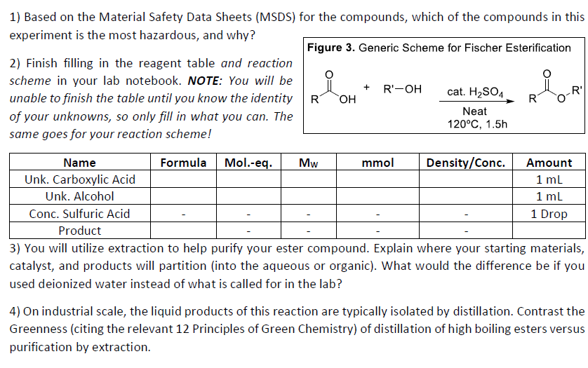 Solved 1) Based on the Material Safety Data Sheets (MSDS) | Chegg.com