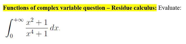 Solved Functions of complex variable question - Residue | Chegg.com