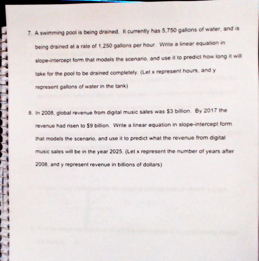 Solved 7. A swimming pool is being drained. It currently has | Chegg.com