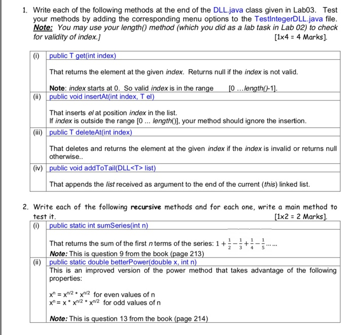 1. Write each of the following methods at the end of | Chegg.com