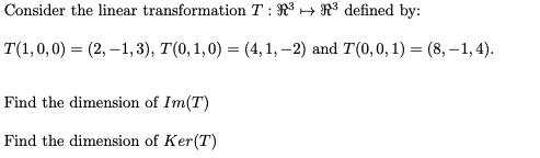 Solved Consider the linear transformation T:R3 R3 defined | Chegg.com