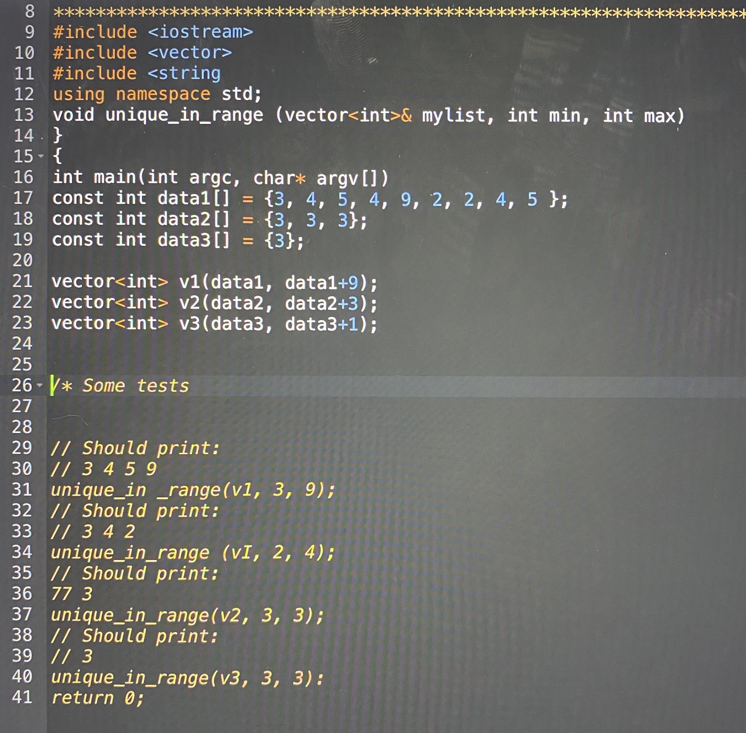Solved Write a Function that takes in a vector of integers | Chegg.com