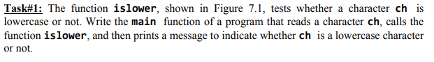 Solved Task\#1: The function islower, shown in Figure 7.1 , | Chegg.com