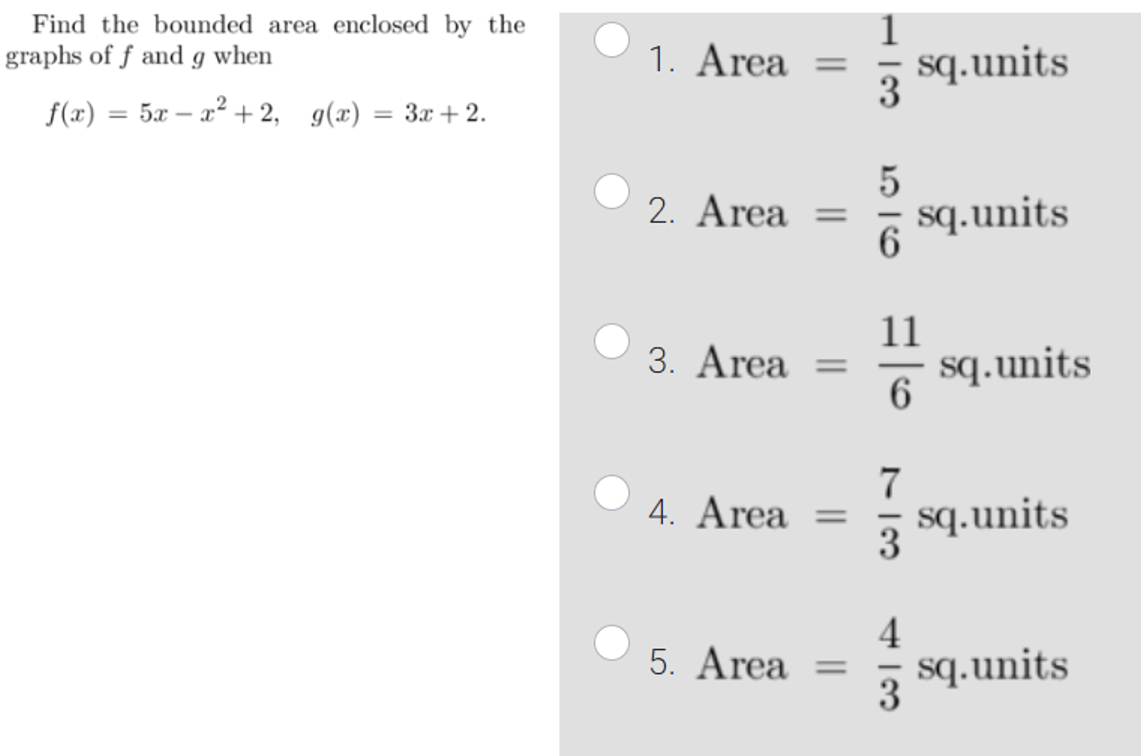 Solved Find the bounded area enclosed by thegraphs of f ﻿and | Chegg.com