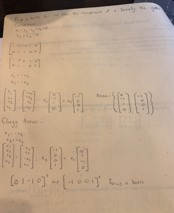 Solved Linear Algebra: Find a basis for W when the | Chegg.com