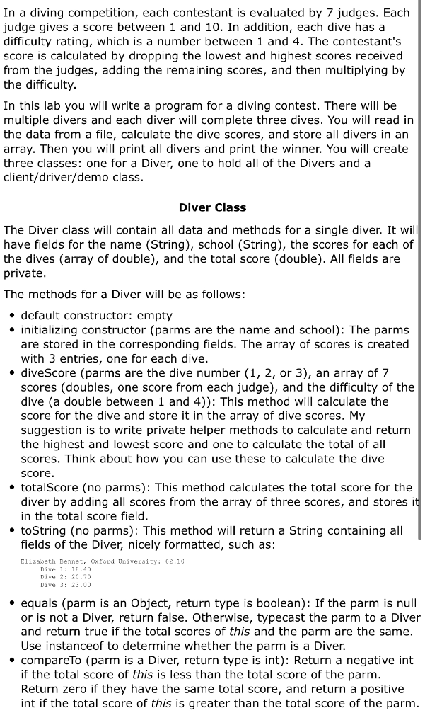 Solved In a diving competition, each contestant is evaluated | Chegg.com