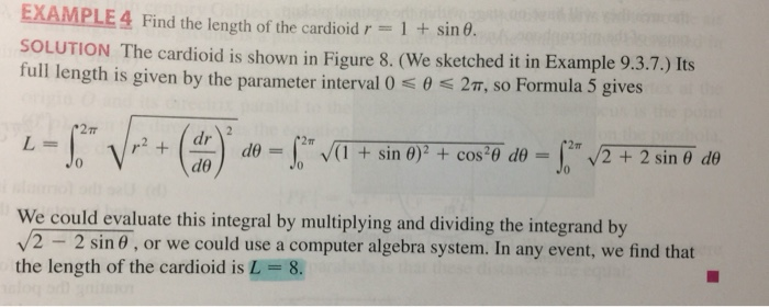 Solved EXAMPLE 4 Find the length of the cardioid r-1 + sin | Chegg.com
