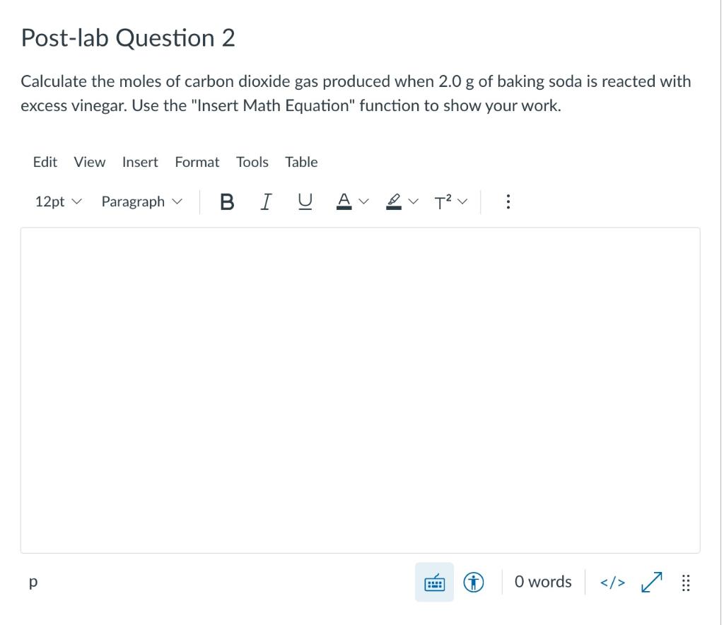 Solved Post-lab Question 1 In an experiment similar to the | Chegg.com