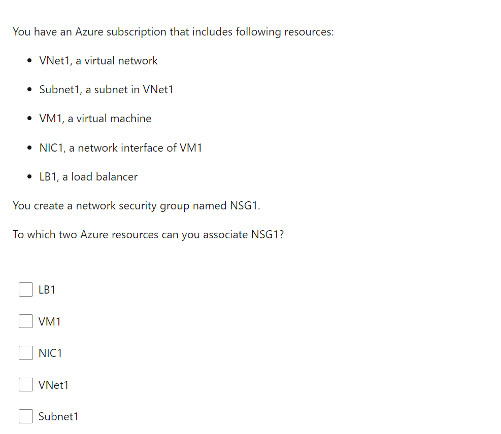 Solved You have an Azure subscription that includes | Chegg.com