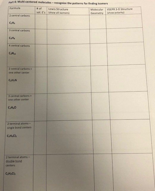Solved Part 4: Multi-centered molecules -recognize the | Chegg.com