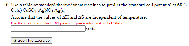 Solved 10. Use a table of standard thermodynamic values to | Chegg.com