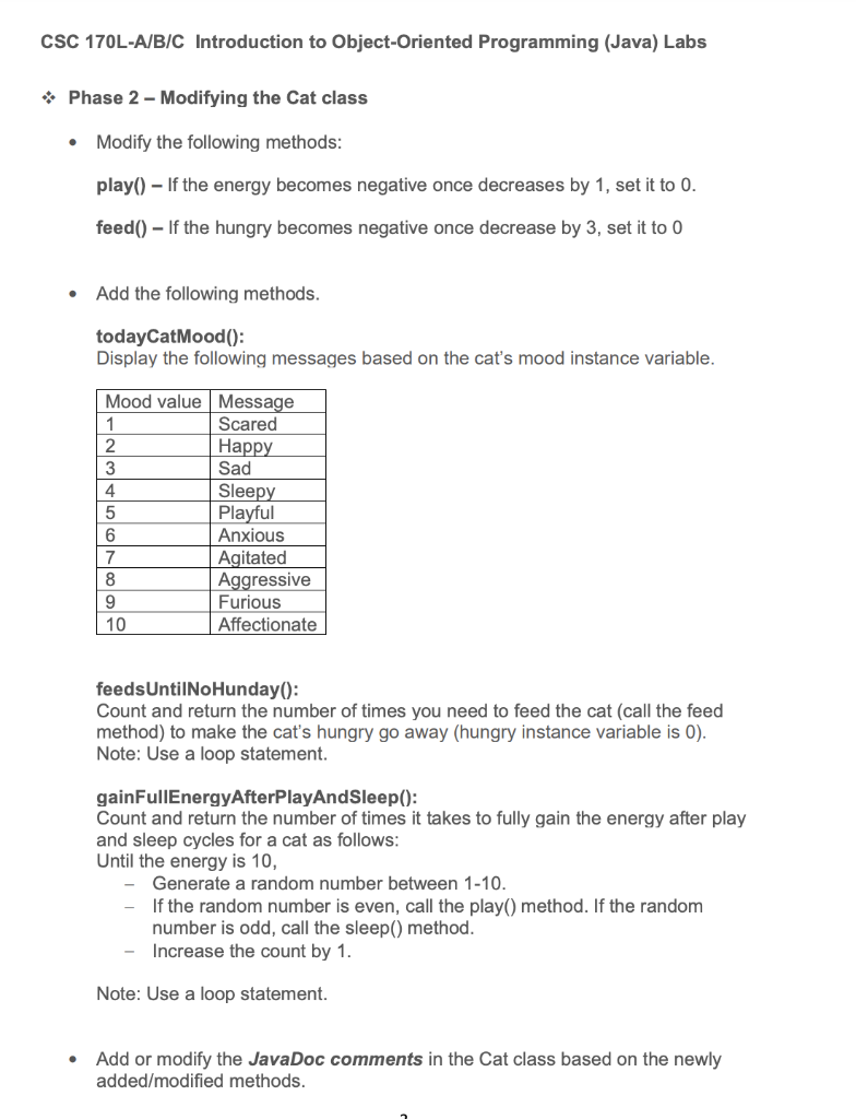 Solved CSC 170L-A/B/C Introduction to Object-Oriented | Chegg.com