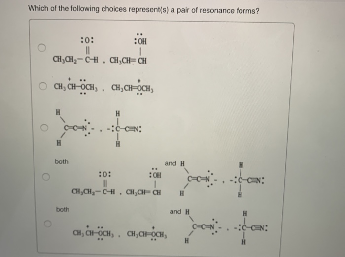 Solved Which of the following choices represent(s) a pair of | Chegg.com