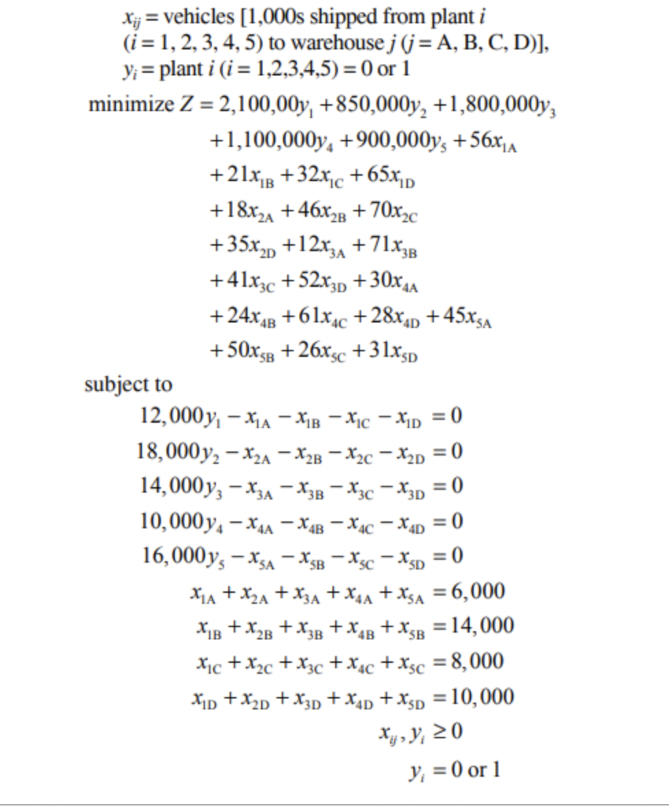 Solved xij= vehicles [1,000 s shipped from plant | Chegg.com