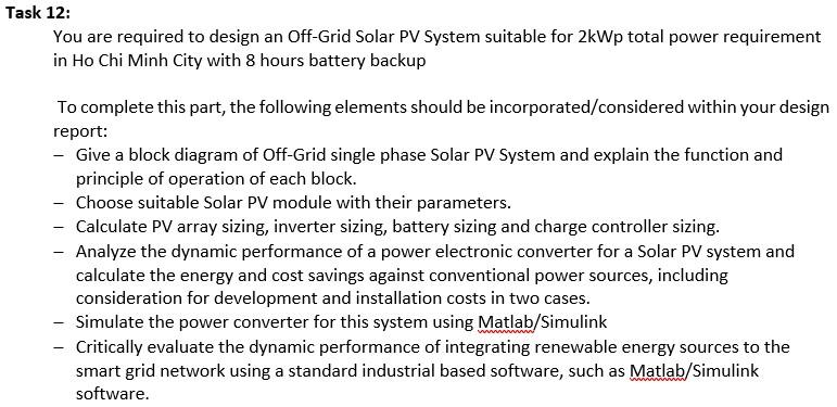 Solved You are required to design an Off-Grid Solar PV | Chegg.com