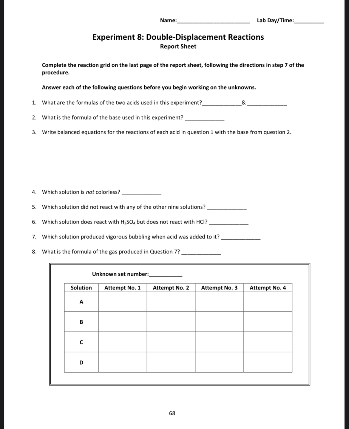 A double-displacement reaction(also called a | Chegg.com