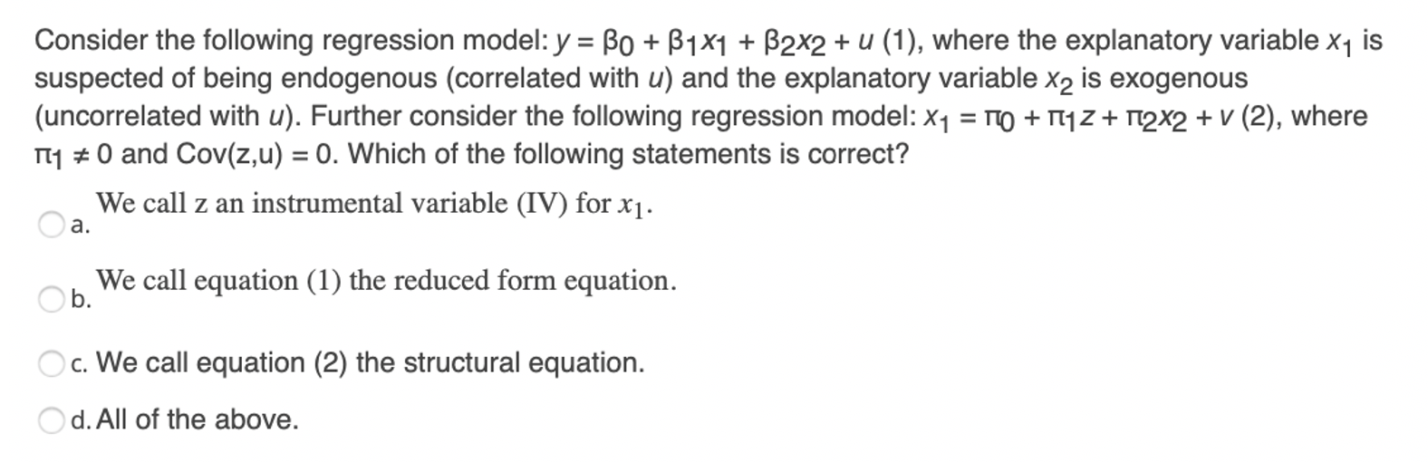 Solved Consider the following regression model: y = Bo + | Chegg.com