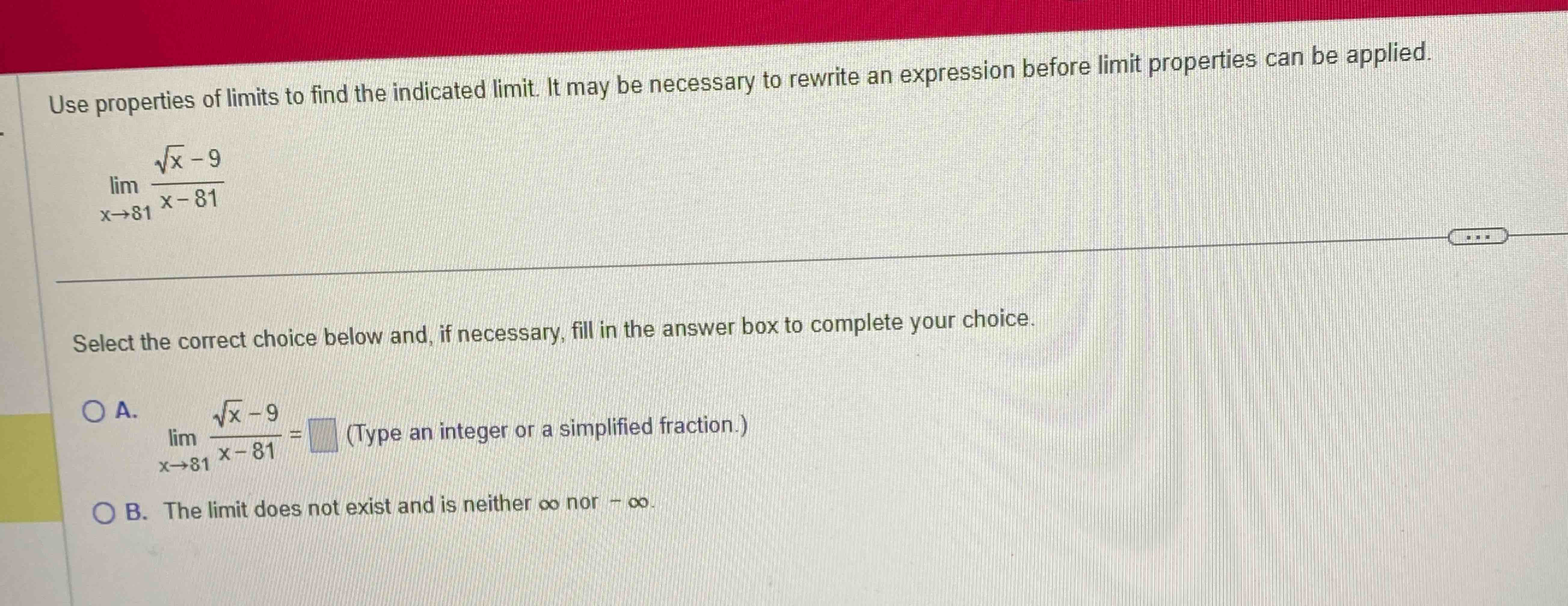 Solved Use properties of limits to find the indicated limit. | Chegg.com