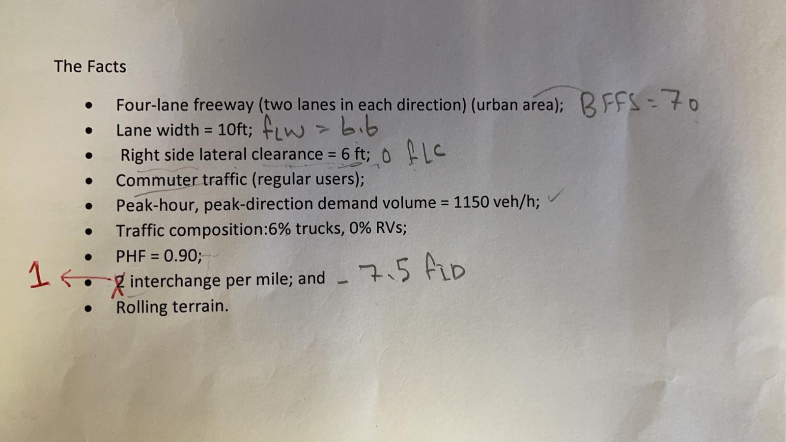 Solved The Facts Four-lane freeway (two lanes in each | Chegg.com