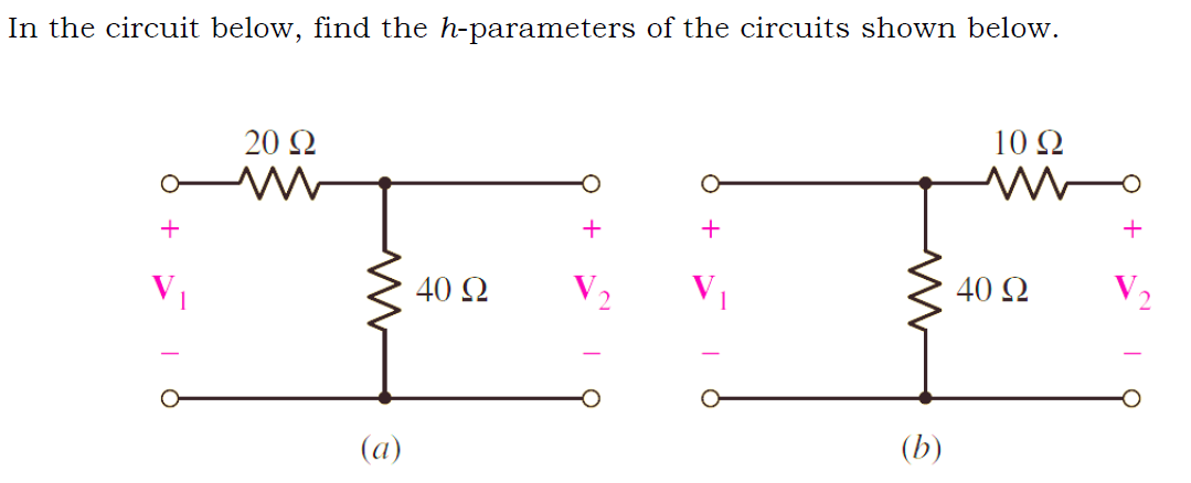 Solved In the circuit below, find the h-parameters of the | Chegg.com