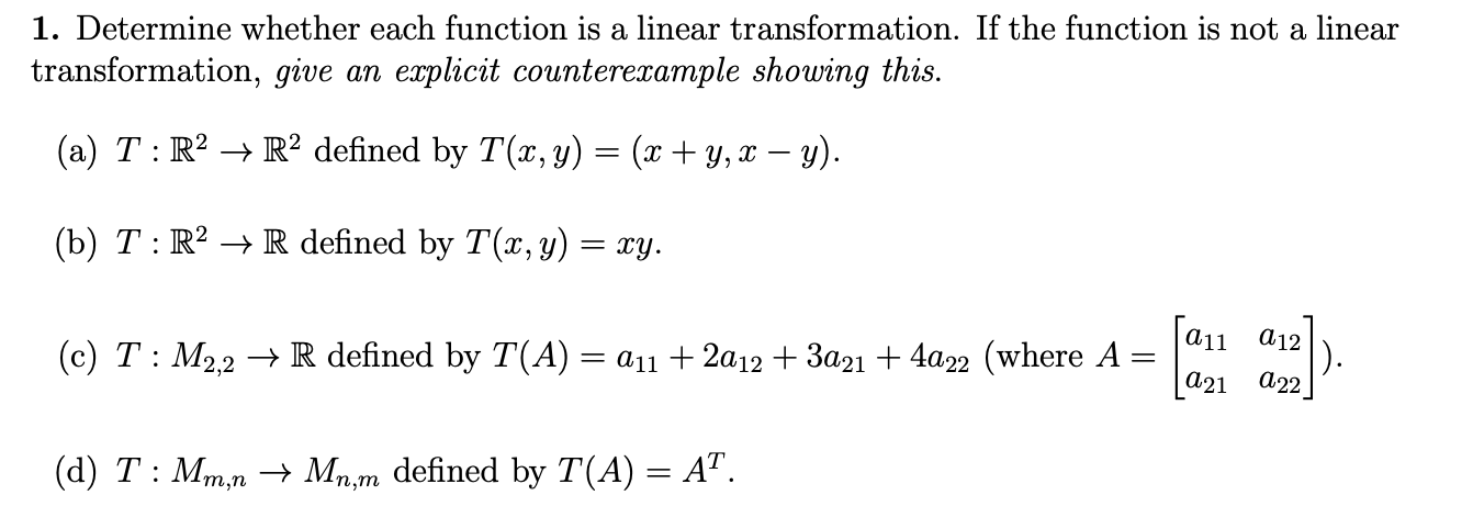 Solved 1. Determine whether each function is a linear | Chegg.com