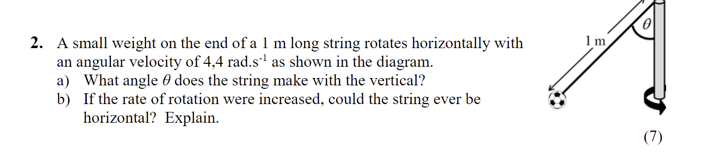 Solved 2. A small weight on the end of a 1 m long string | Chegg.com