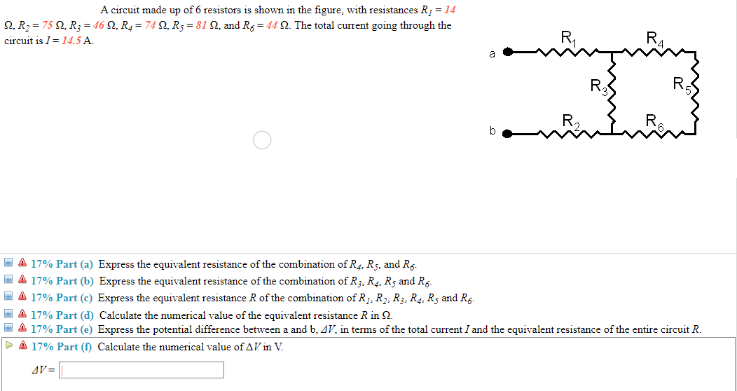 Solved A circuit made up of 6 resistors is shown in the | Chegg.com