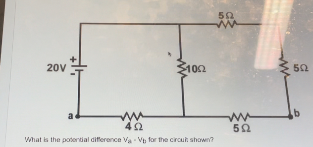 Solved What is the potential difference Va−Vb for the | Chegg.com