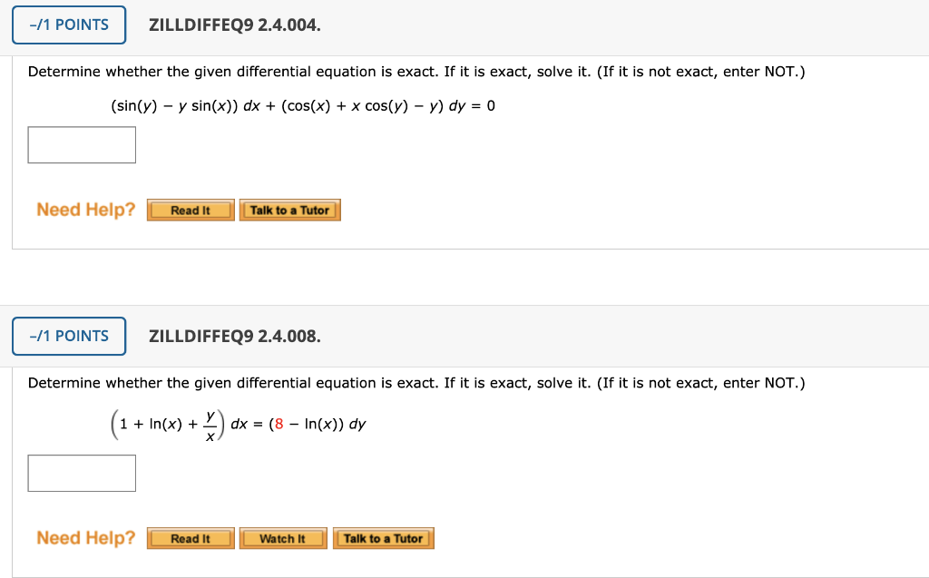 Solved -/1 POINTS ZILLDIFFEQ9 2.4.004. Determine whether the | Chegg.com