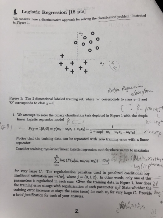 Solved Logistic Regression [18 pts We consider here a | Chegg.com