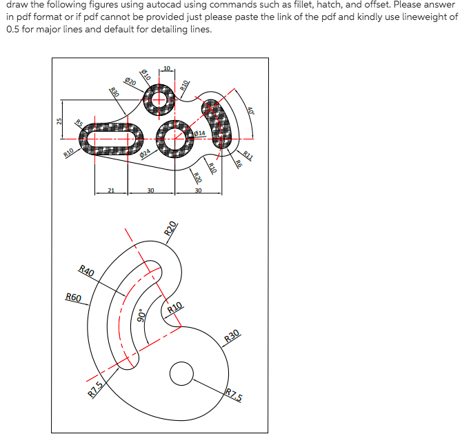 Solved draw the following figures using autocad using | Chegg.com