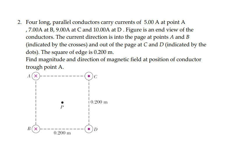 Four long, parallel conductors carry currents of | Chegg.com