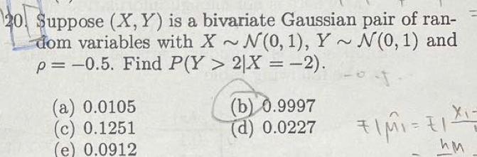 Solved 40. Suppose (X,Y) is a bivariate Gaussian pair of | Chegg.com
