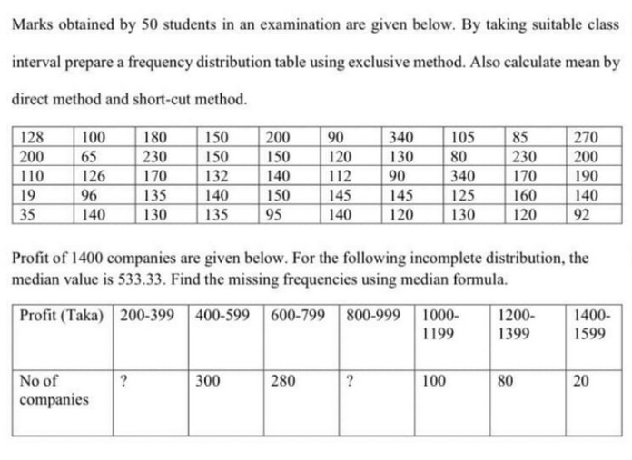Solved Marks obtained by 50 students in an examination are | Chegg.com