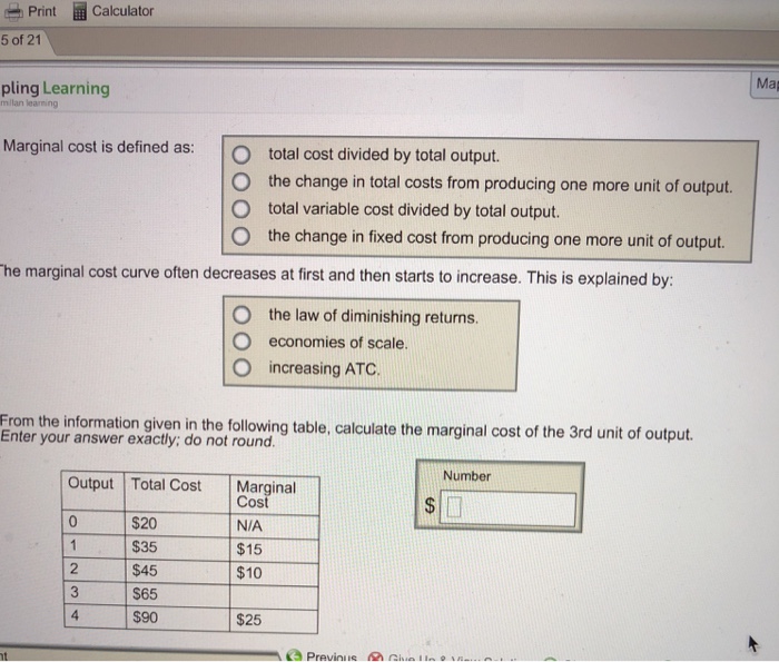 Solved Calculator Print 5 of 21 Ma pling Learning Marginal | Chegg.com Solved Calculator Print 5 of 21 Ma pling Learning Marginal | Chegg.com