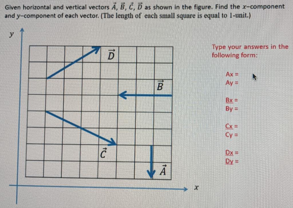 Solved Given horizontal and vertical vectors A, B, C, D as | Chegg.com