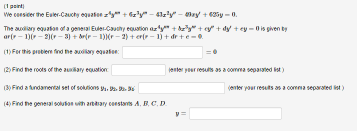 Solved We consider the Euler-Cauchy equation | Chegg.com