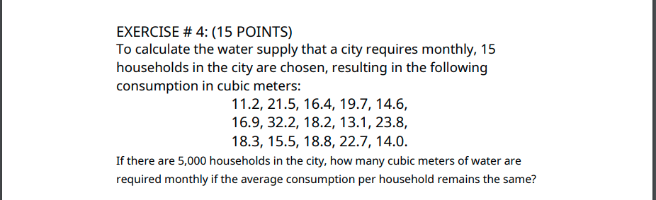 Solved EXERCISE # 4: (15 POINTS) To calculate the water | Chegg.com