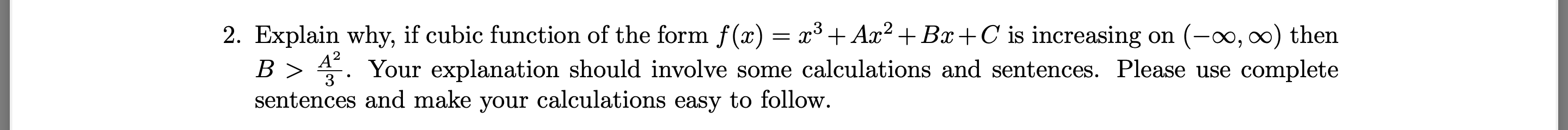 Solved Explain why, if cubic function of the form | Chegg.com