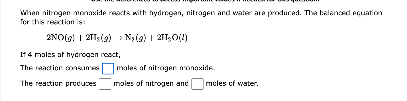 Solved When nitrogen monoxide reacts with hydrogen, nitrogen | Chegg.com