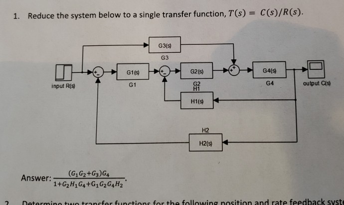 Solved Reduce the system below to a single transfer | Chegg.com