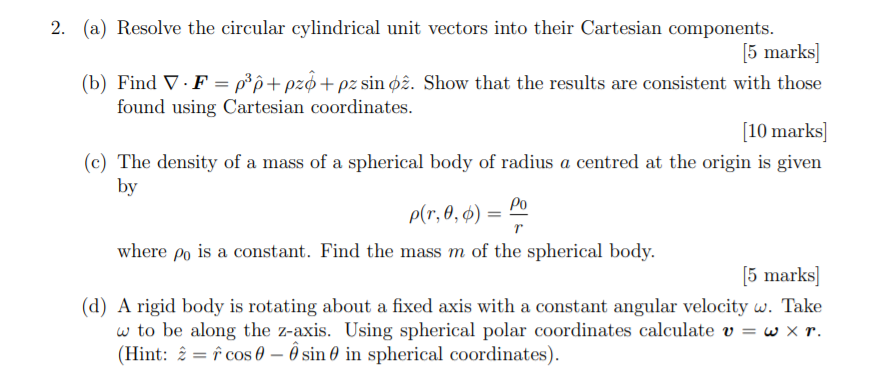 Solved 2. (a) Resolve the circular cylindrical unit vectors | Chegg.com