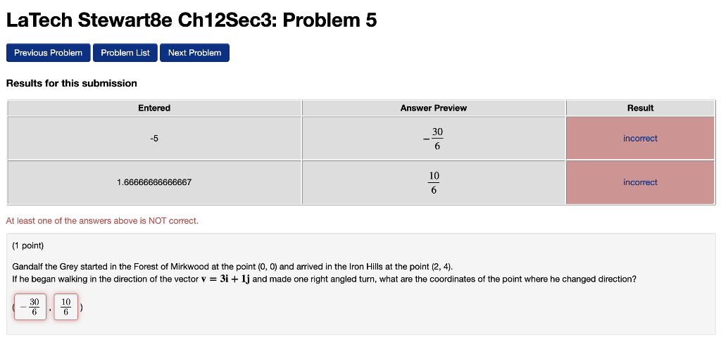 Solved LaTech Stewart8e Ch12Sec3: Problem 5 Previous Problem | Chegg.com