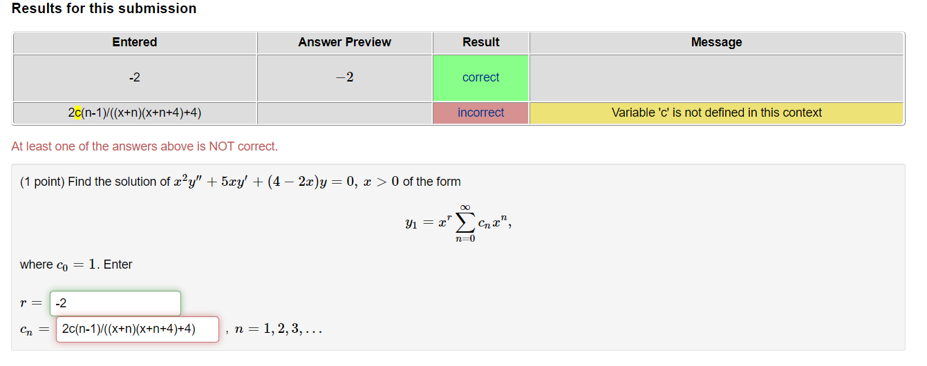 Solved Results for this submission Entered Answer Preview | Chegg.com