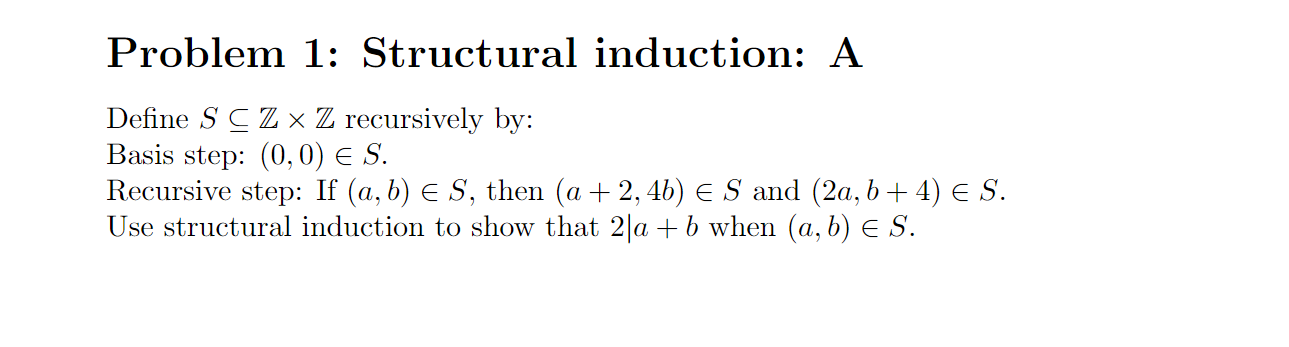 Solved Problem 1 Structural Induction A Define S⊆z×z