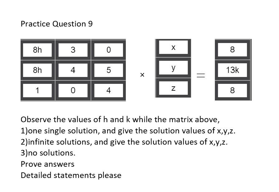 Solved Practice Question 9 Observe the values of h and k | Chegg.com